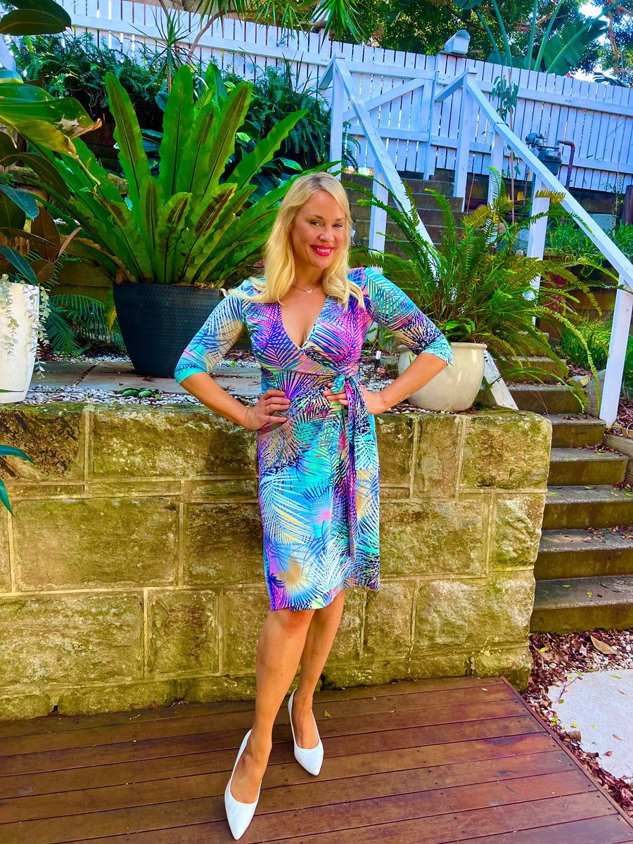 Eden 3/4 Sleeve Wrap Dress – Rebecca Ruby