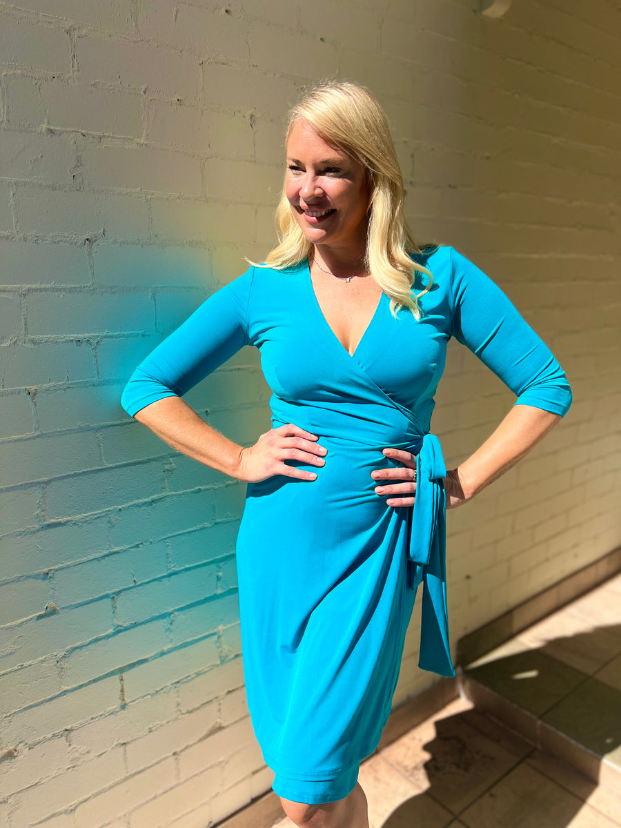 Oasis 3/4 Sleeve Wrap Dress – Rebecca Ruby