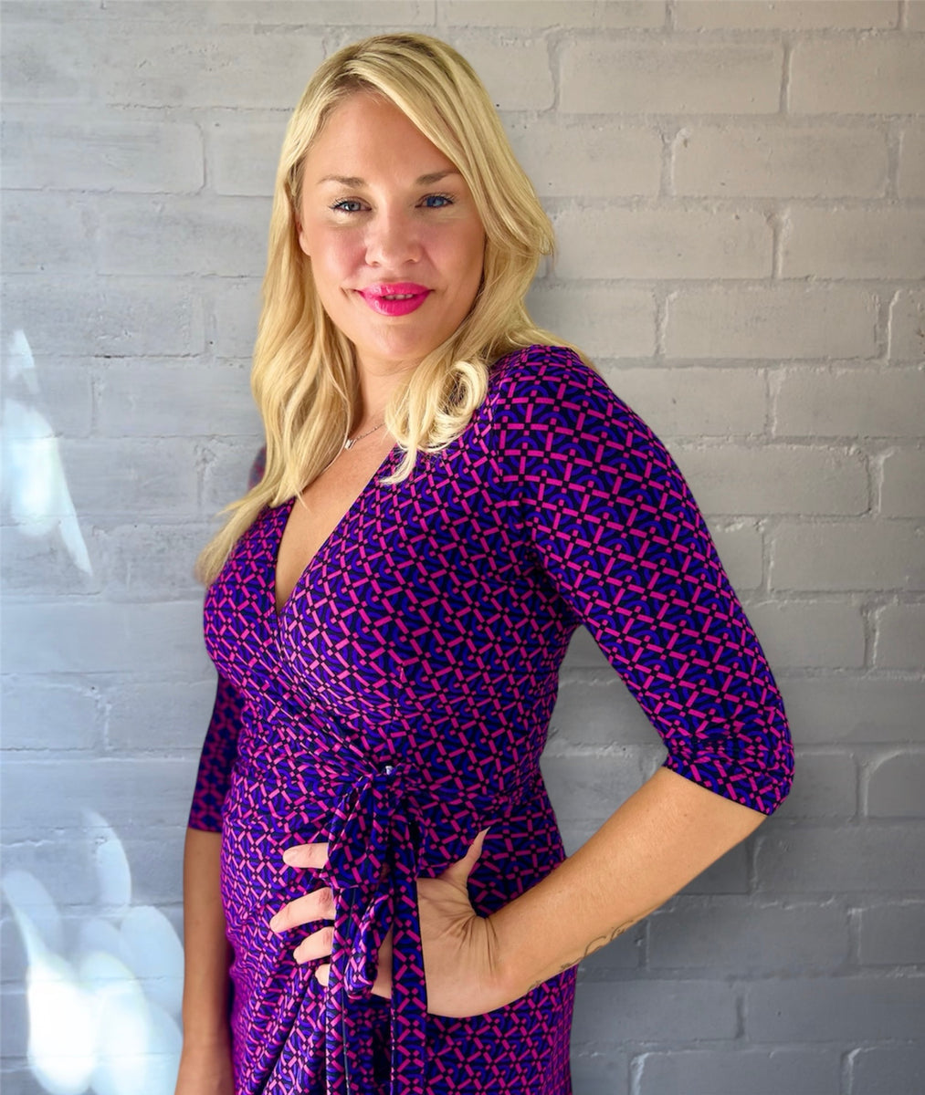 Aurora 3/4 Sleeve Wrap Dress – Rebecca Ruby