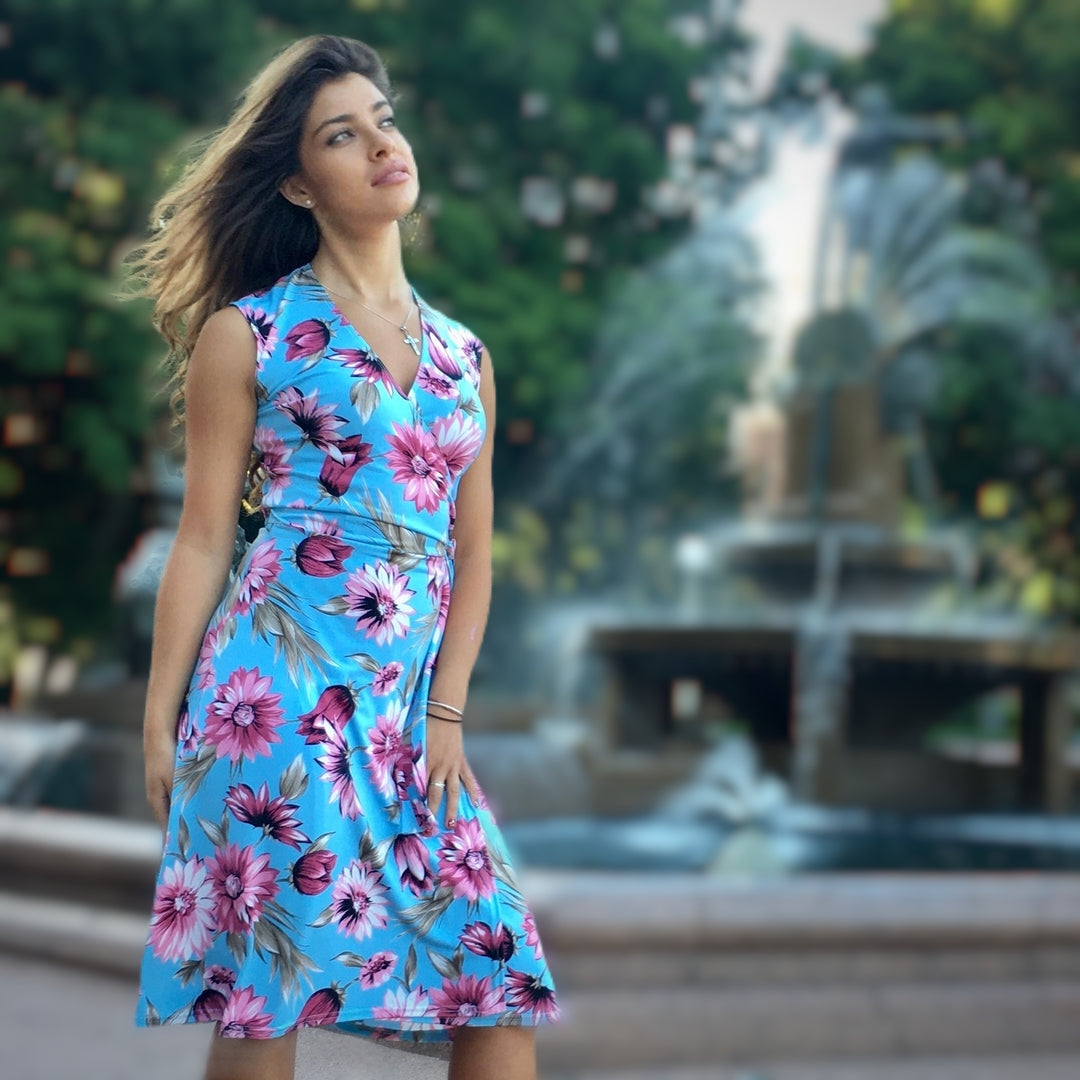 Tokyo Bloom Sleeveless Wrap Dress – Rebecca Ruby